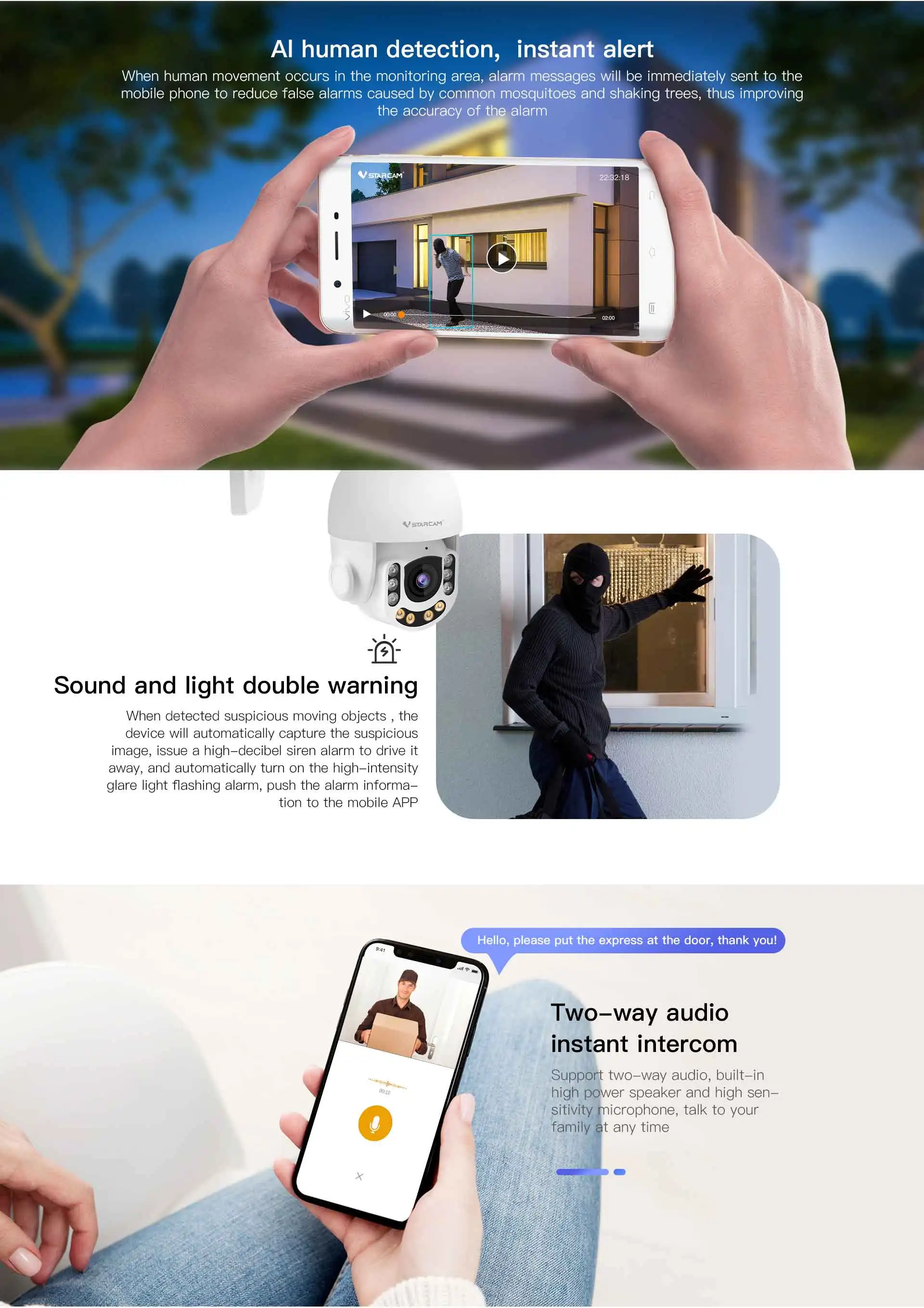 Vstarcam CS65-X5 PTZ IP Camera - AI Security & Night Vision