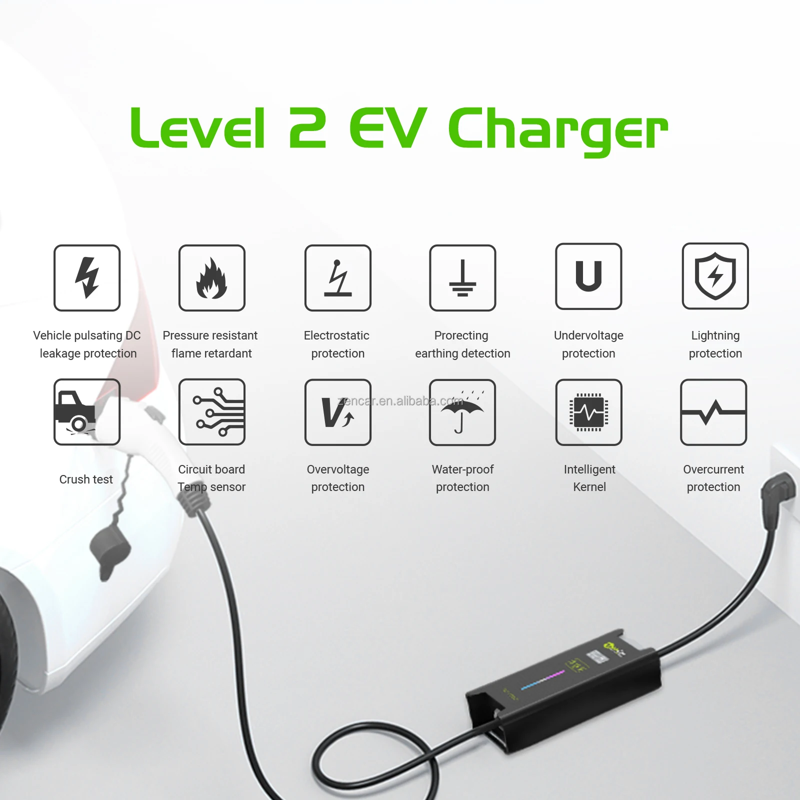 Zencar 32a 22kw Portable Ev Charger Home Fast Ac Electric Car Charger ...