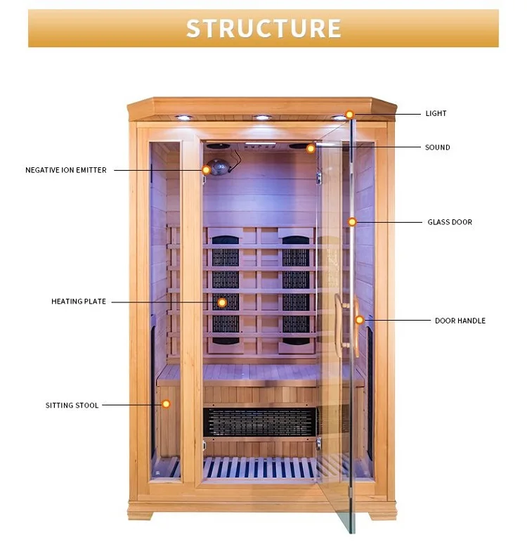 Luxury Family Two Person Infrared Sauna Room - Solid Wood