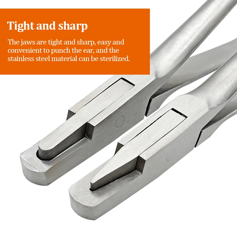 Goat Cattle V-Shaped U-Clip Pliers - Stainless Steel Ear Notcher