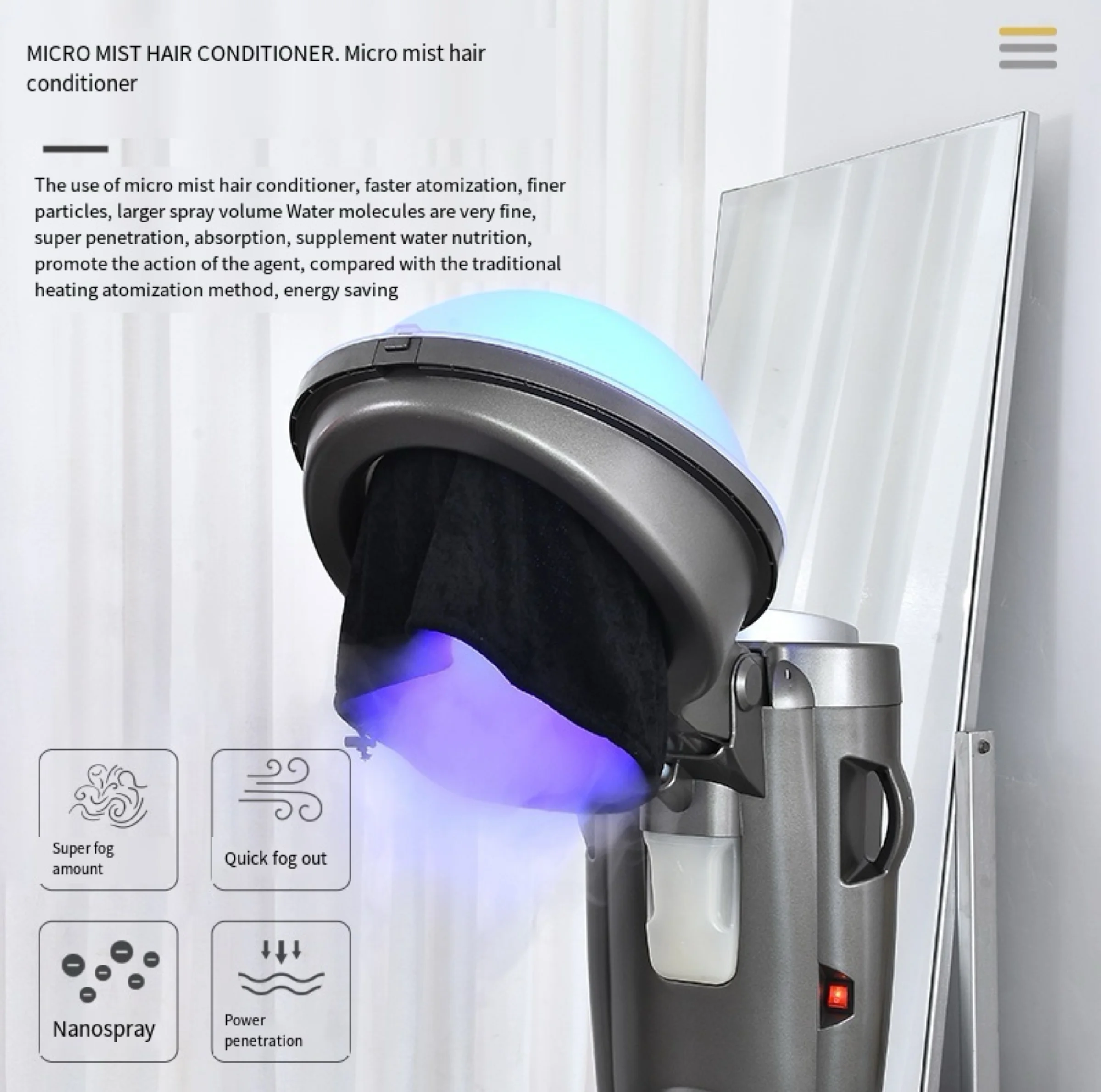 Hot And Cold Air Mode Equipment Micro Mist Professional Hair Spa ...