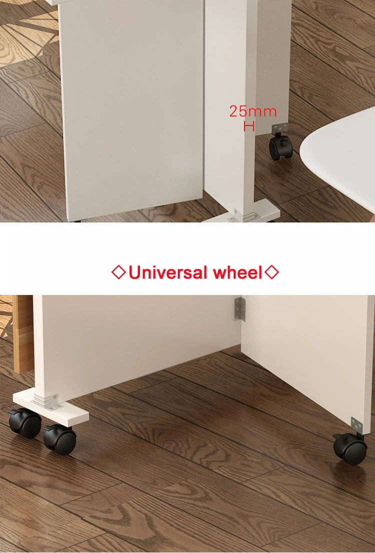 Modern White Long Foldable Wood Dinning Wood Table Set With Wheels ...