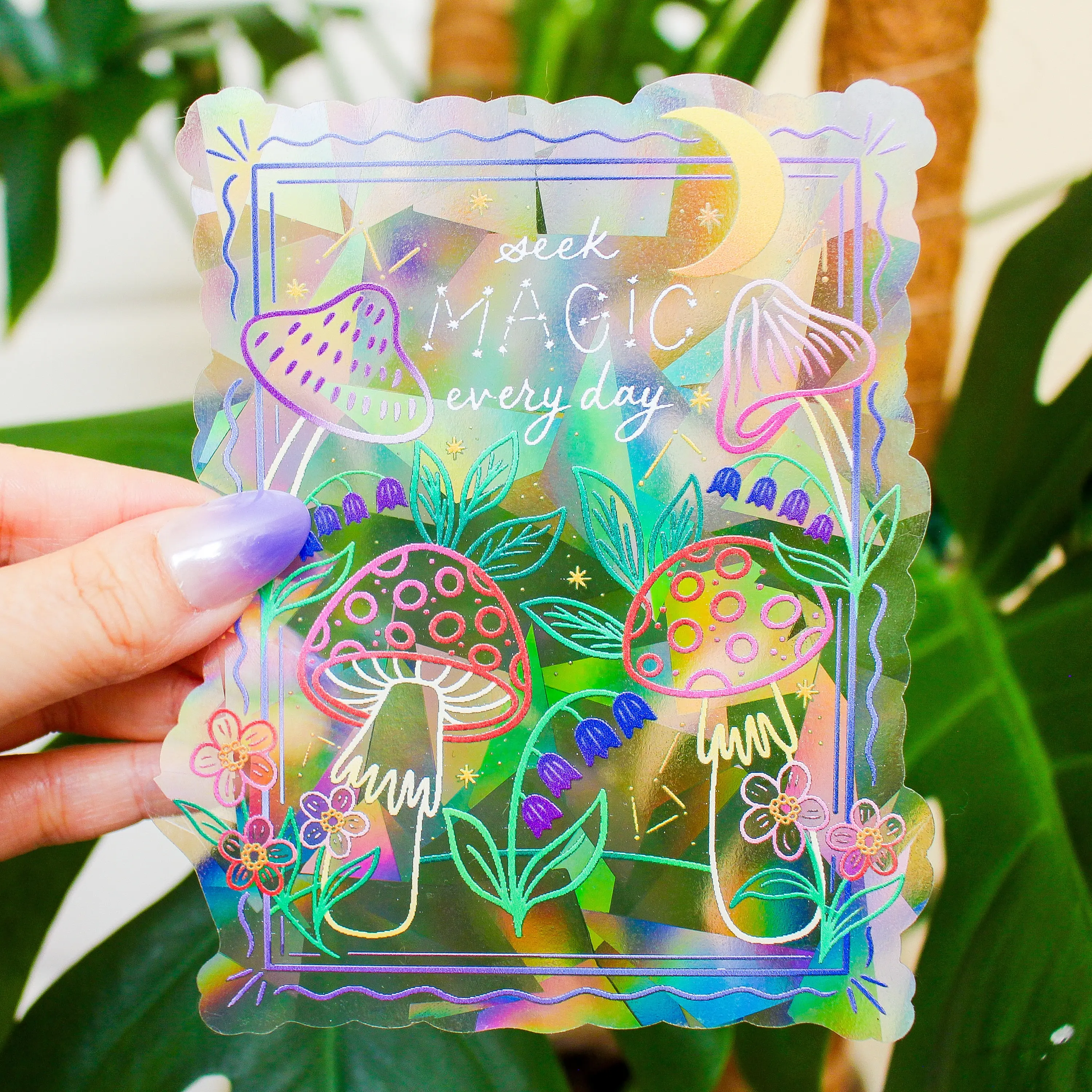 Custom Sun Catcher Sticker Gradient Seek Magic Mushroom Window Decal ...