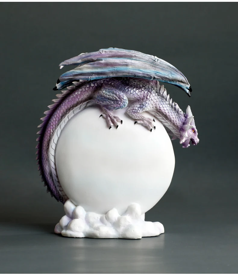 OEM Poly Resin Figurine Full Moon Dragon Figurine Customs Dragon Statue ...