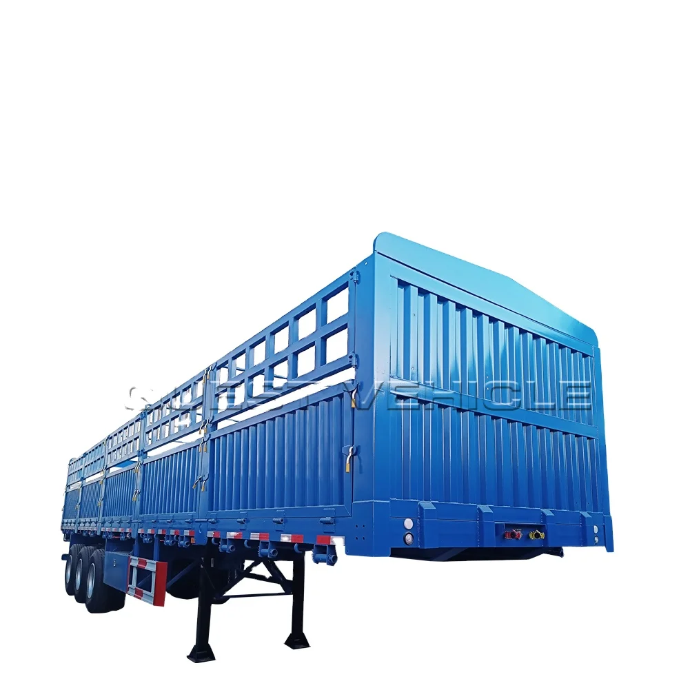 Heavy Duty Utility Cargo Trucks 3 Axle Side Wall Trailers Fence Semi ...