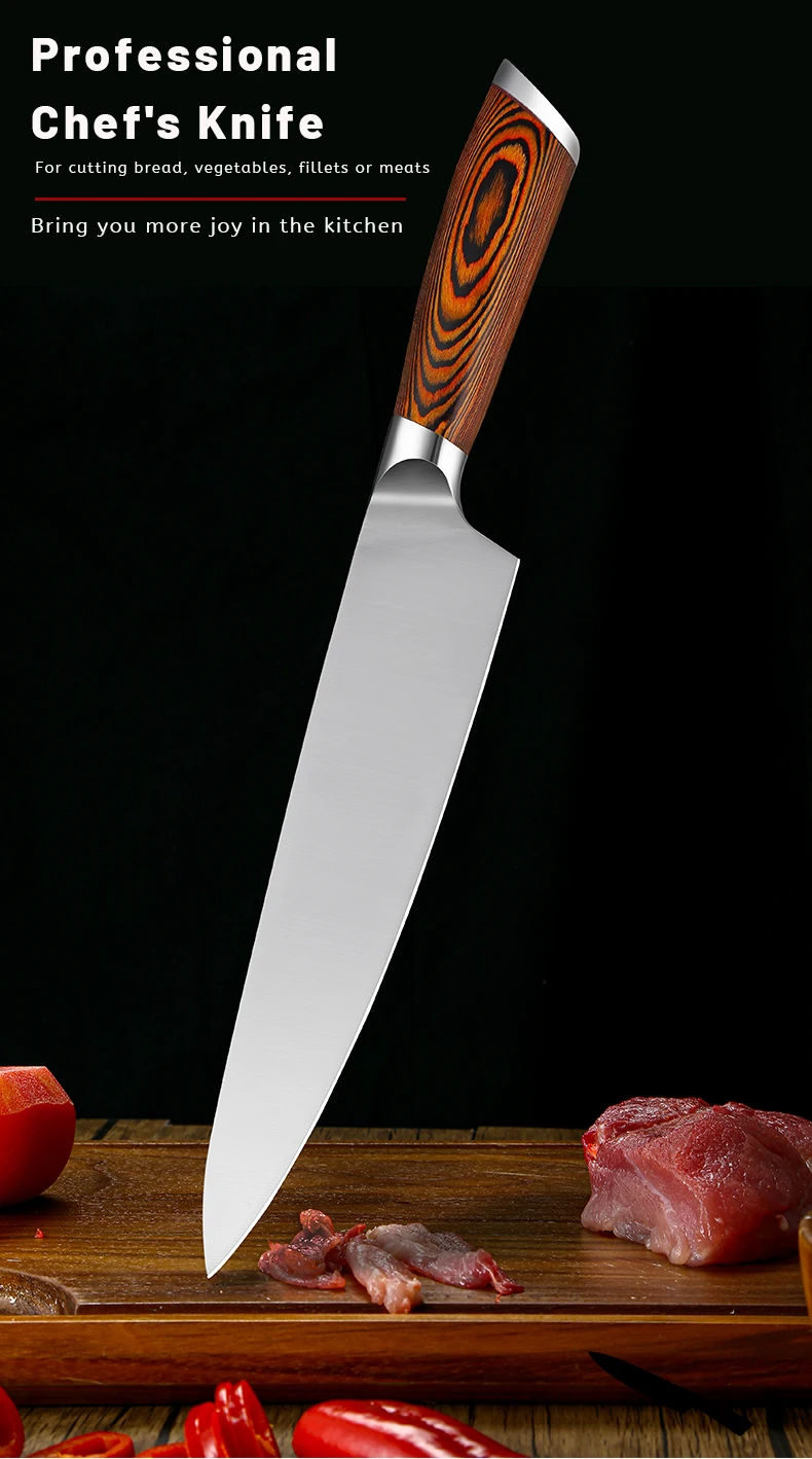 Chef Knife Kitchen 8 Inch Professional Stainless Steel Kitchen Knife ...