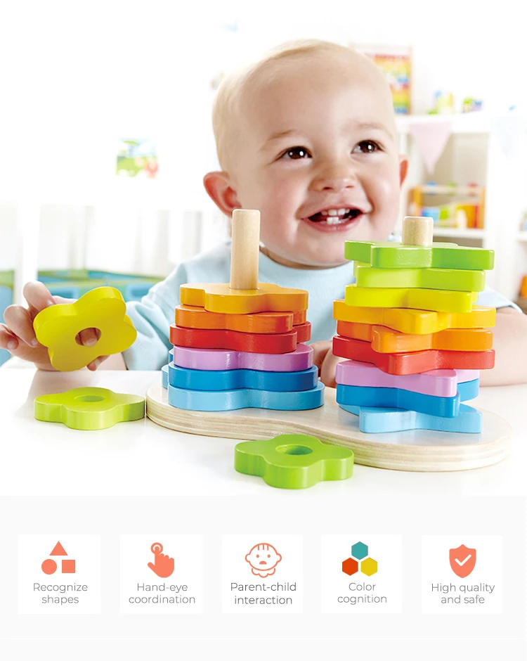 Educational Development Stacking Ring Tower Game Wooden Set Column ...