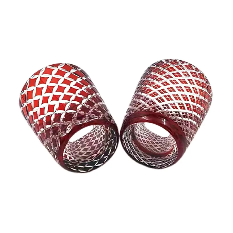 Handmade Diamond Cutting Hand Cutting Copper Red Glass Tumbler