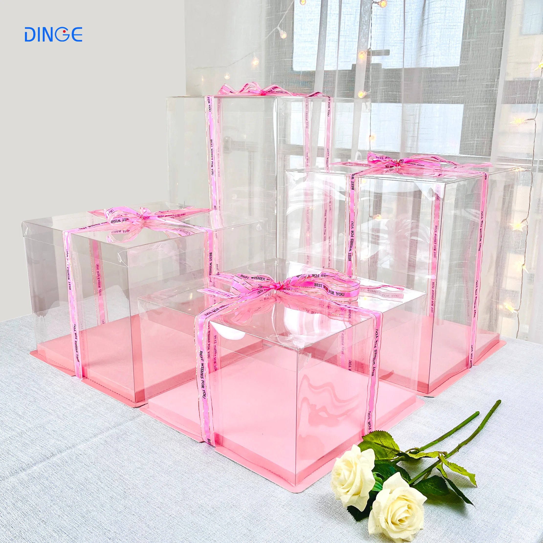 Customizable Tall Wedding Cake Box | Transparent Luxury Packaging for ...