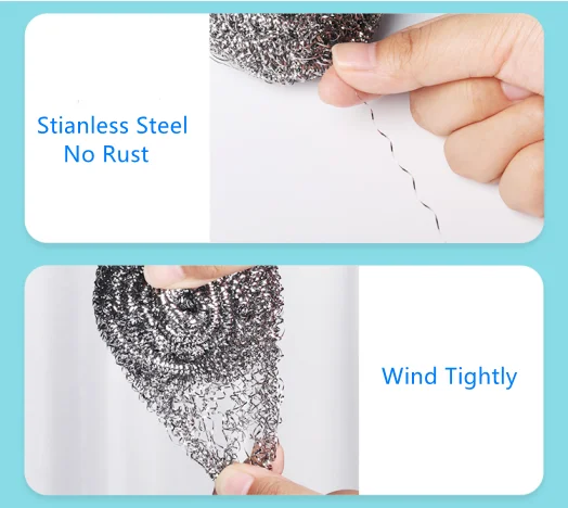 Steel Wool Scrubbers Cleaning Sponges Metal Wire Scourer Sponge Heavy ...