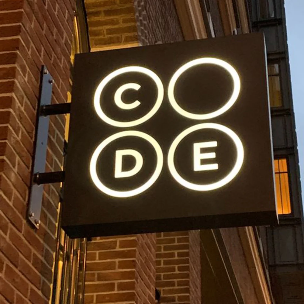 Wall Side Mount Led Light Box Sign Metal Double Sided Shop Advertising ...