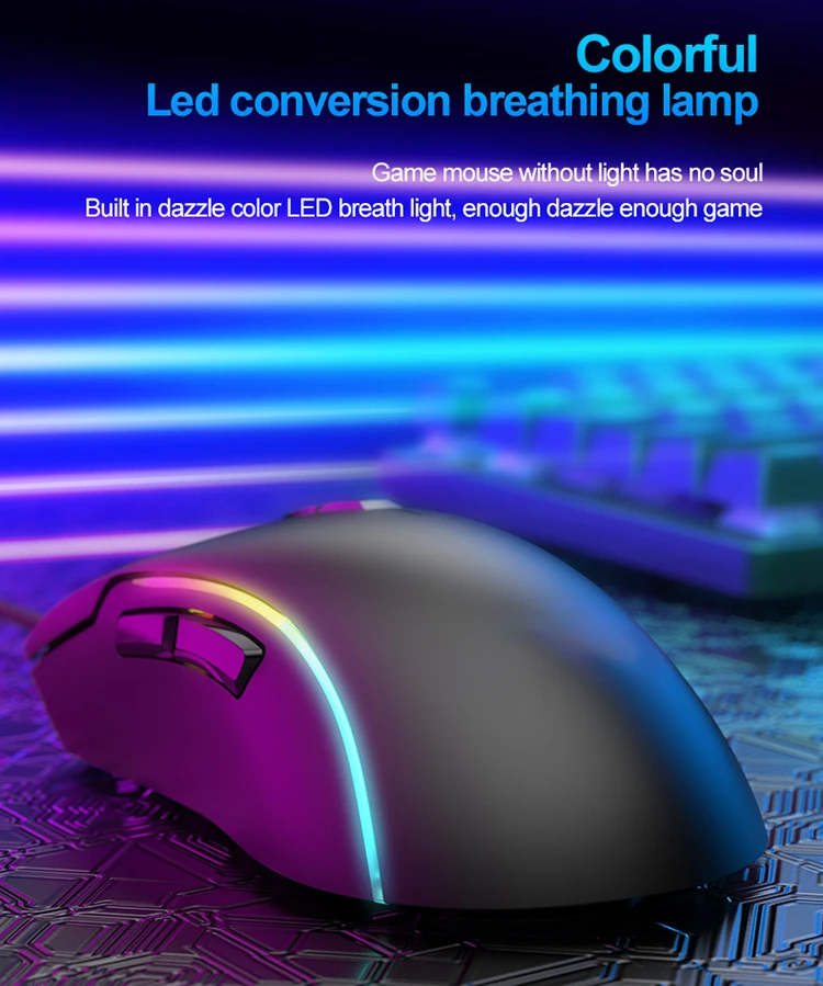 7200 Adjustable Dpi Ergonomic Chromatic Wired Gaming Mouse Computer ...