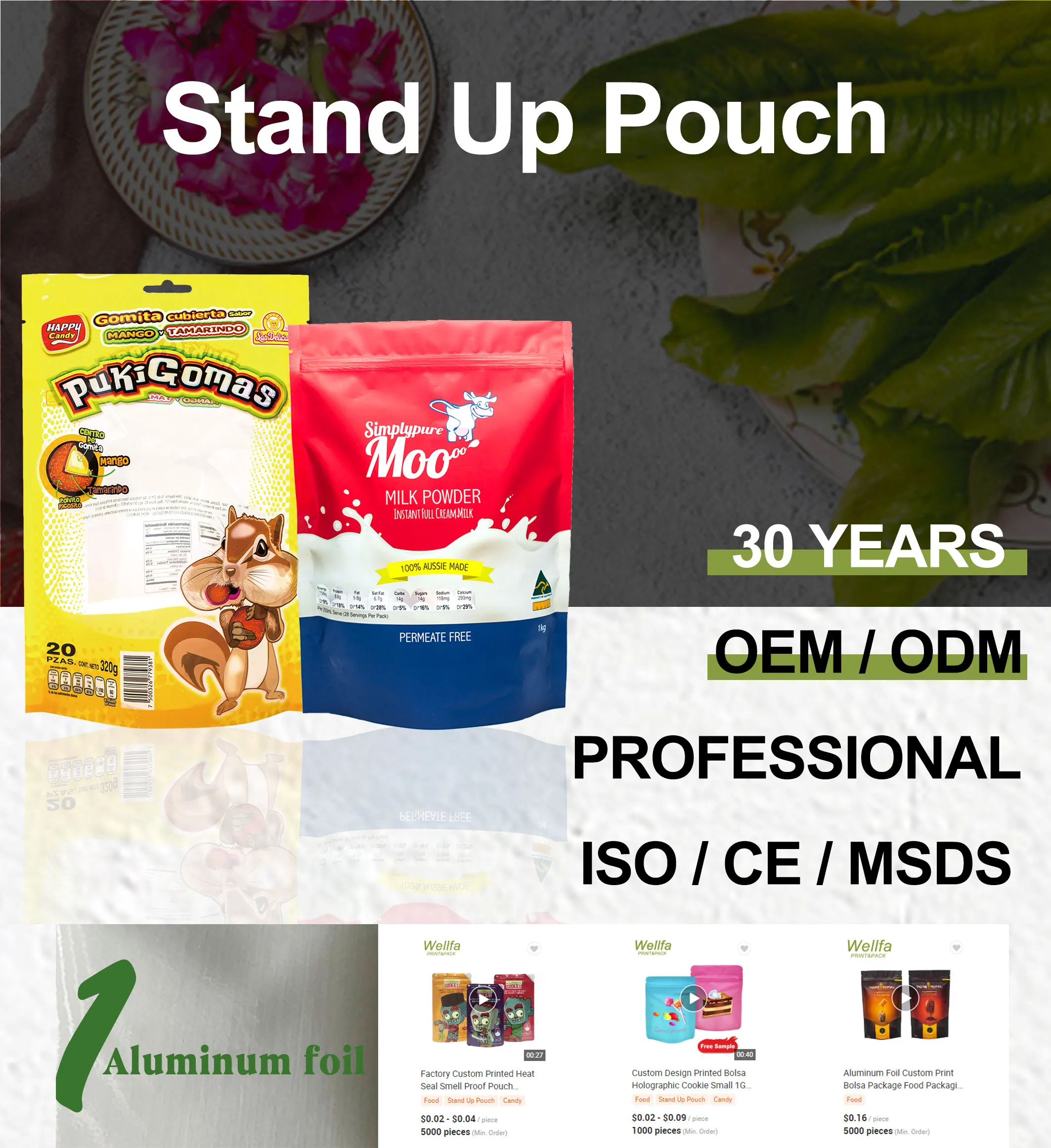 Customized Doypack Stand Up Top Zipper Dried Fruit Food Package Pouch ...