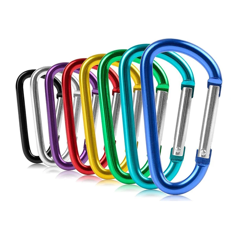 Aluminum Alloy D-Ring Spring Loaded Gate Small Keychain Ring Flat ...