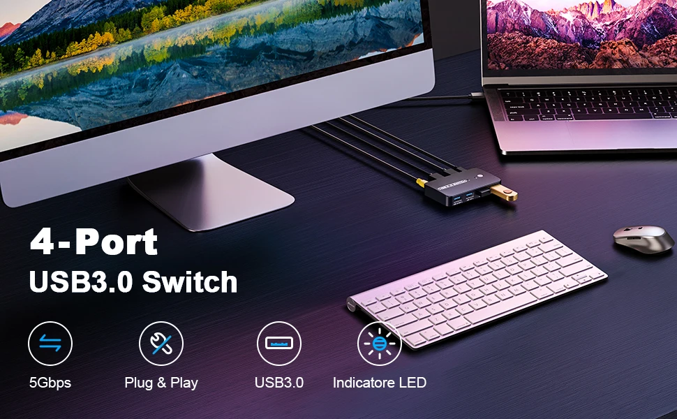 2 In 4 Out Usb3.0 Splitter Switcher With Kvm For Control Room/media ...