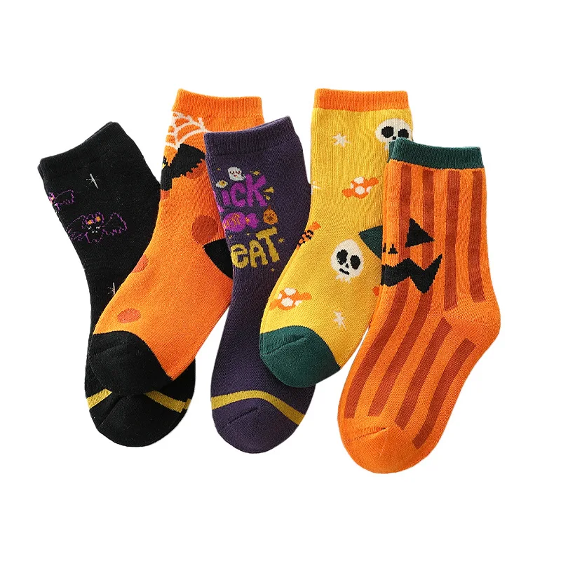 Children's Halloween Terry Socks Funny Cartoon Crew Socks Halloween ...