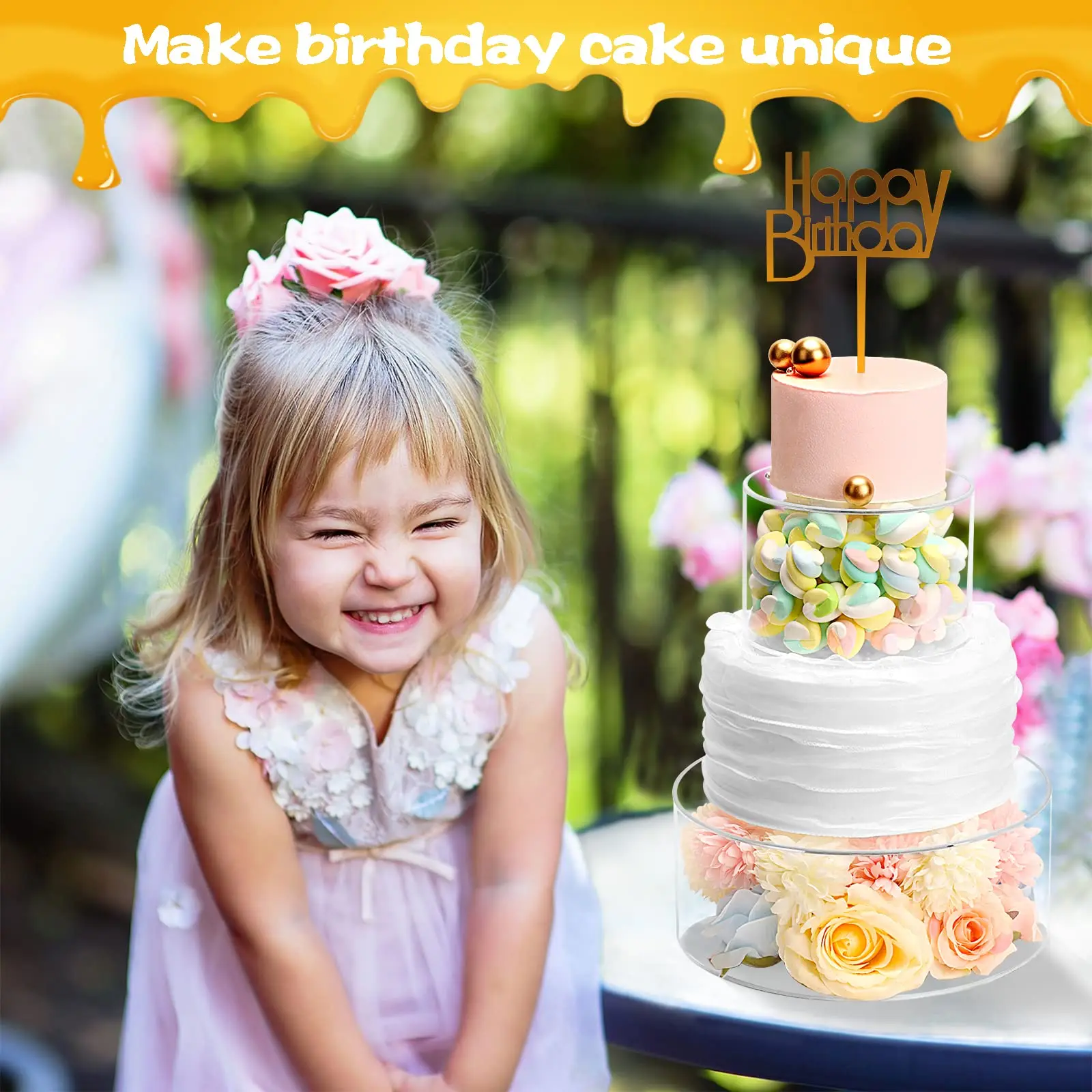 Transparent Acrylic Cake Separator Stand Riser Fillable Round Dessert ...