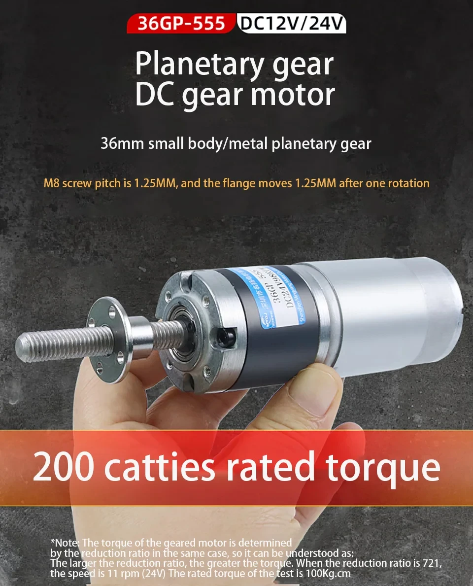 12v 24v Dc Planetary Gear Motor With Encoder And Bracket Shaft M8 ...
