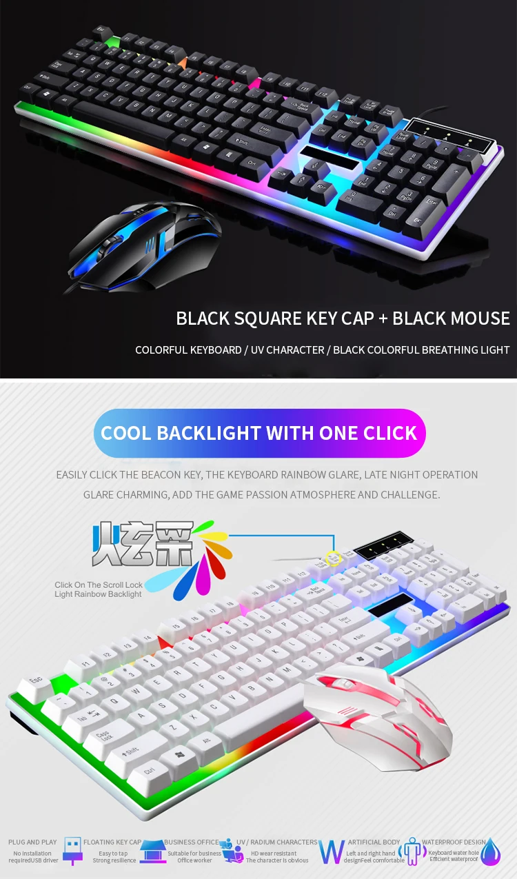 Original Factory 200 Different Types Keyboard G21b Led Light Gaming Keyboard And Mouse Combos