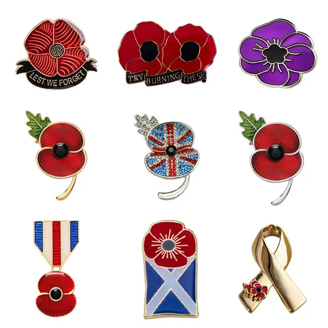 Customize Remembrance Sunday Brooch Veterans Day Never Forget Raf Red ...