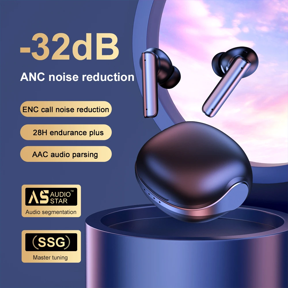 Factory Private Model P60 Pro Anc Noise Cancellation Tws Earbud In-ear Headphone Strong Bass ...