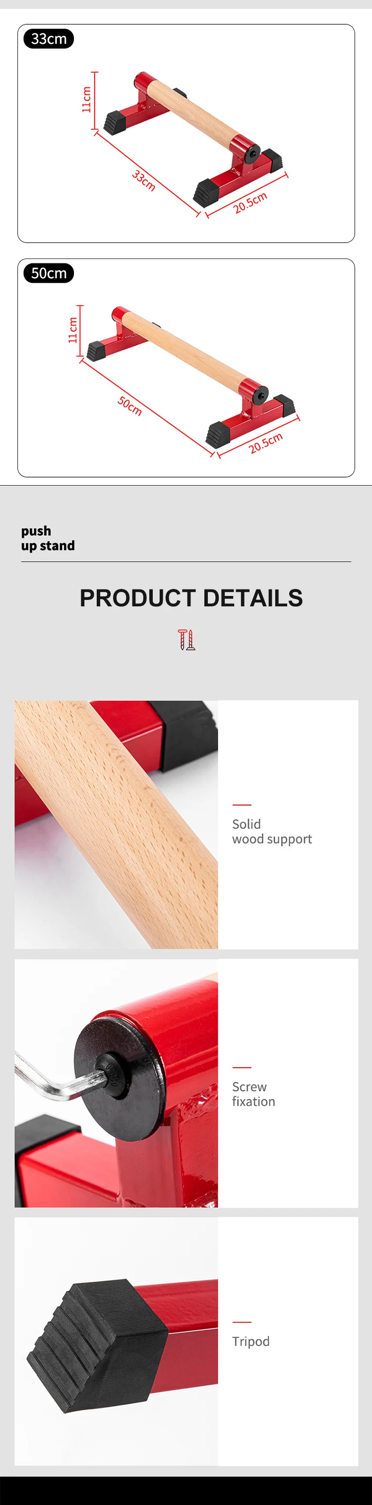 WP8003 Push-up Stand - Durable Wood Parallettes for Men