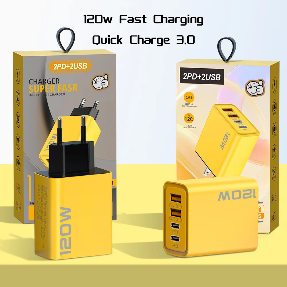 Universal 120W PD Fast Charger Double USB C Wall Adapter with US EU ...