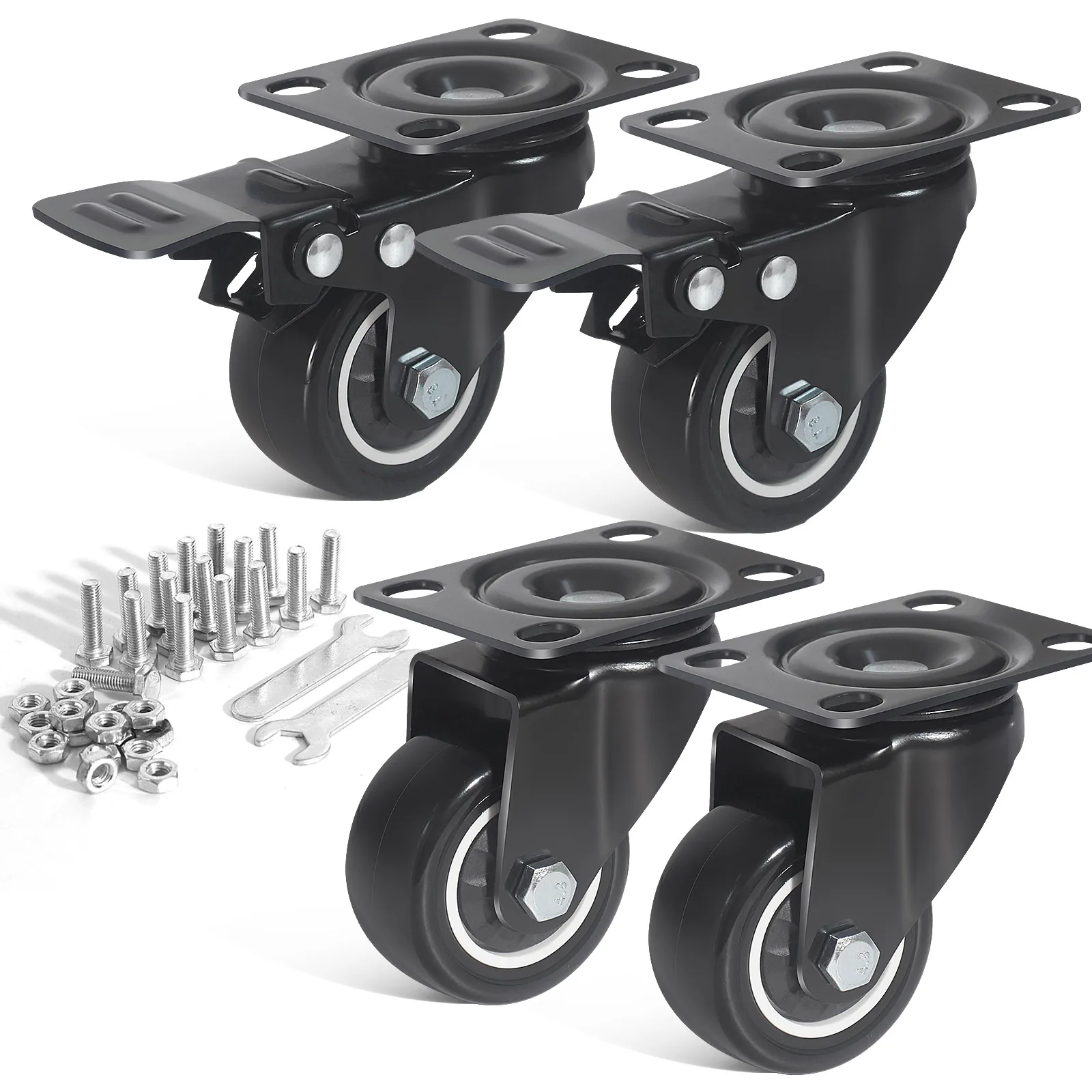 40mm 50mm Swivel Rubber Heavy Duty Caster Wheels - PU
