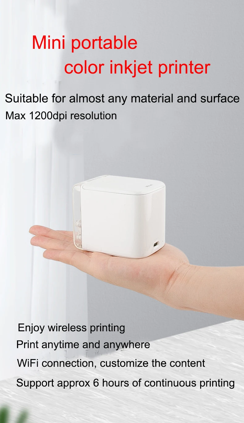 Mbrush Handheld Color Printer Portable Mini Inkjet Printer Tattoo Logo Mobile Wireless Printer ...