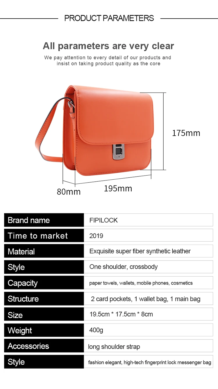Custom Logo Fingerprint Lock Anti-theft Women Leather Handbag Smart And ...