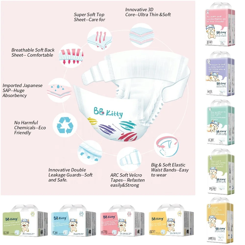 Bb Kitty Diepers Baby Disposable Dippers Private Label Dipers Cotton ...