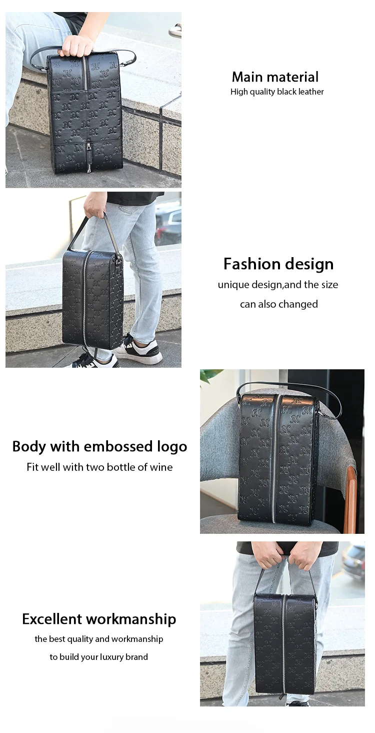 Hand-made Custom Wine Tote Bag - Genuine Leather & Insulated