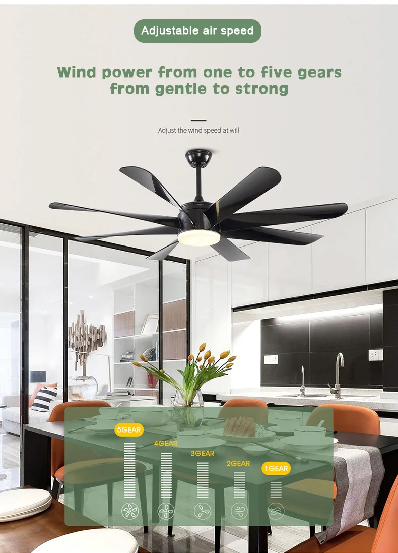 Modern Design Indoor Fancy 8 Blade Remote Control LED Ceiling Fan Light ...