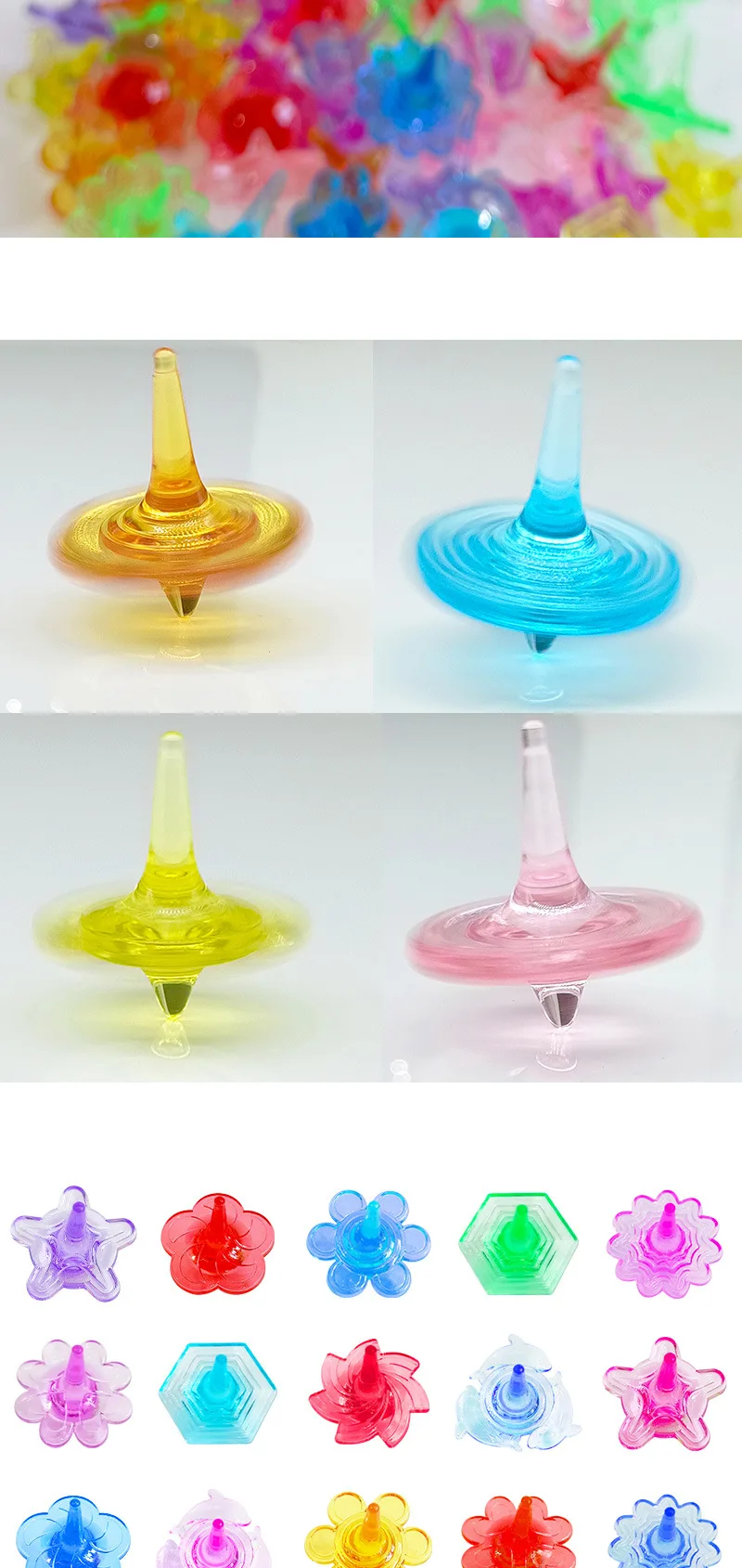 Transparent Small Gyro Plastic Lace Colorful Classic Gyroscope Fidget ...
