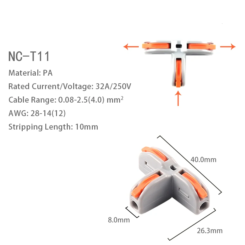 Universal Compact T-type Push-in Fast Wire Connector Distribution ...