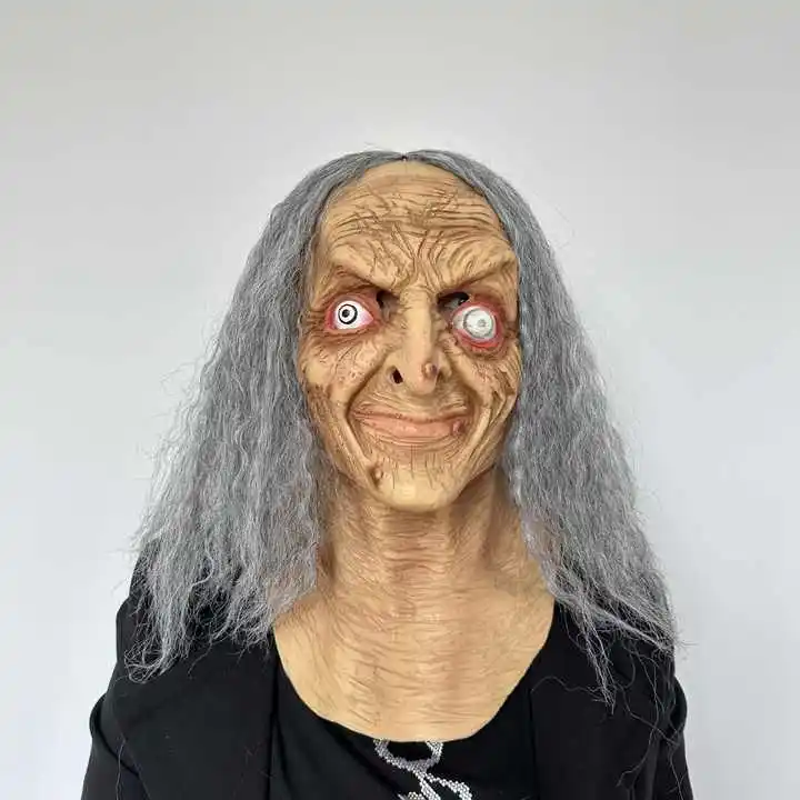 2025wholesale Full Head Cosplay Real Witch Funny Mask Custom Halloween Costume Latex Face Mask ...