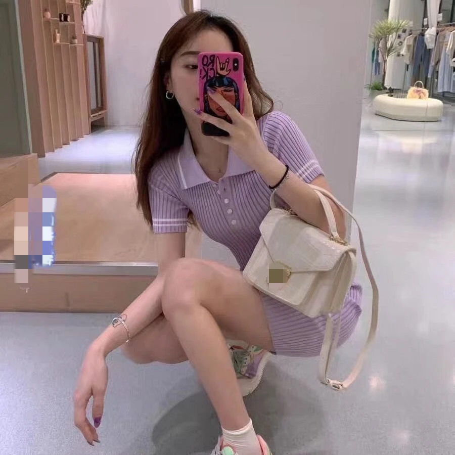 Summer 2022 Korean Version Of Xiaoxiangfeng Ice Silk Knitted Skirt Slim ...