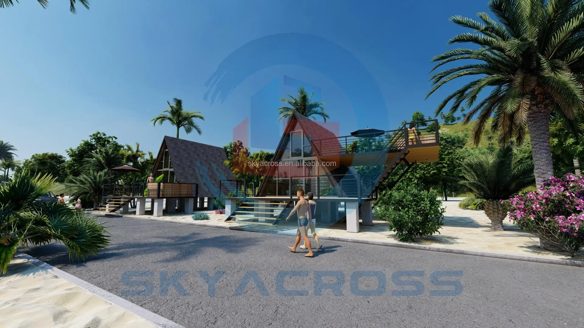 Triangle Steel Structure Wooden House - Beach Scenery