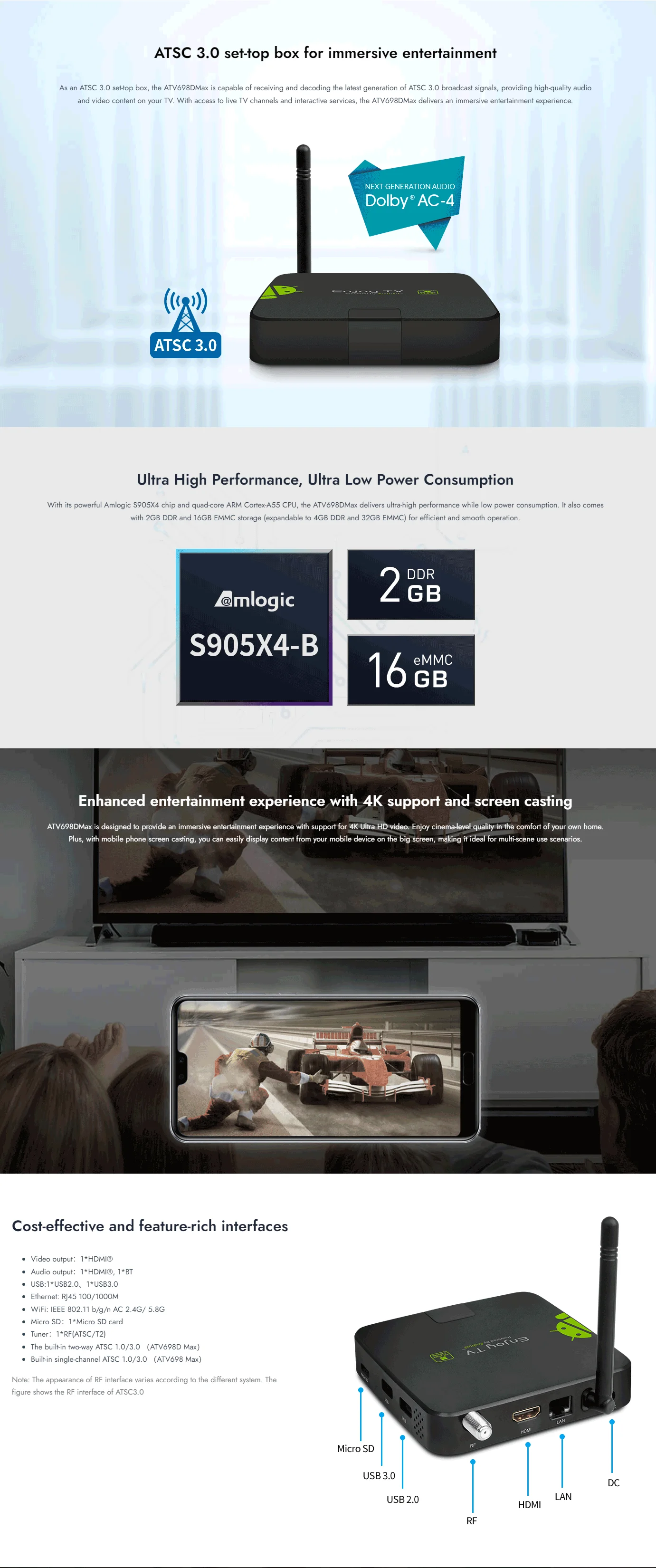 Geniatech Android TV Box with Dual ATSC Tuner - 4K Streaming