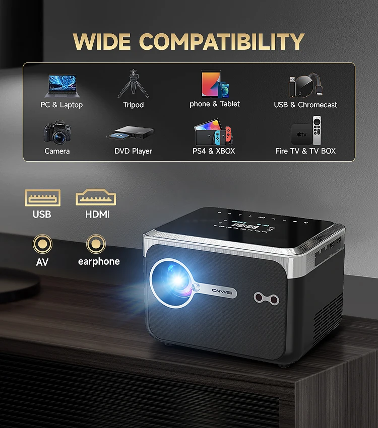 Home Theater 4k Portable Projector Auto Focus Automatic Screen 900ansi ...