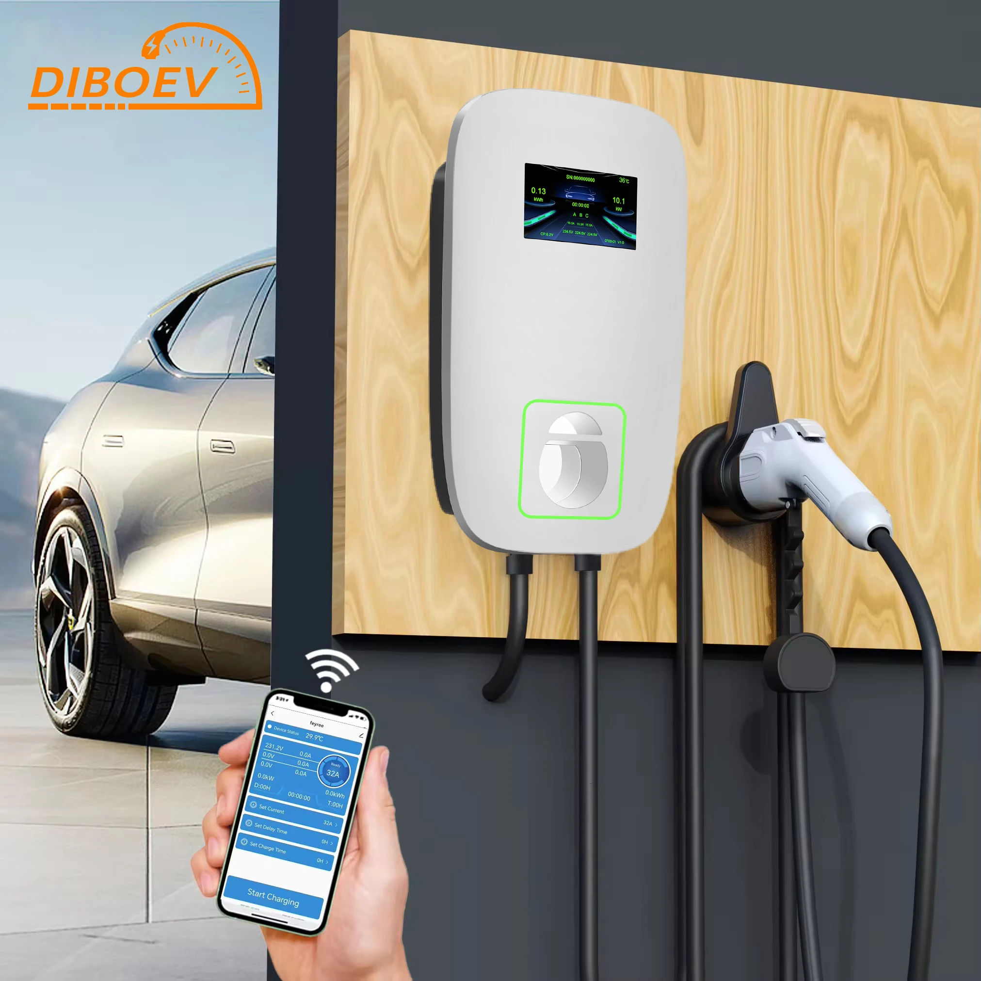 Diboev Intelligent Ac 7 Kw Ev Charger Commercial Wallbox Type 2 Ocpp Ev ...