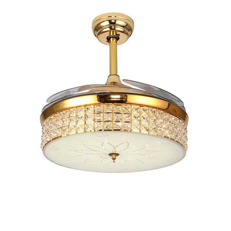 Senkai Modern Luxury Crystal Chandelier Led Ceiling Fans For Living ...