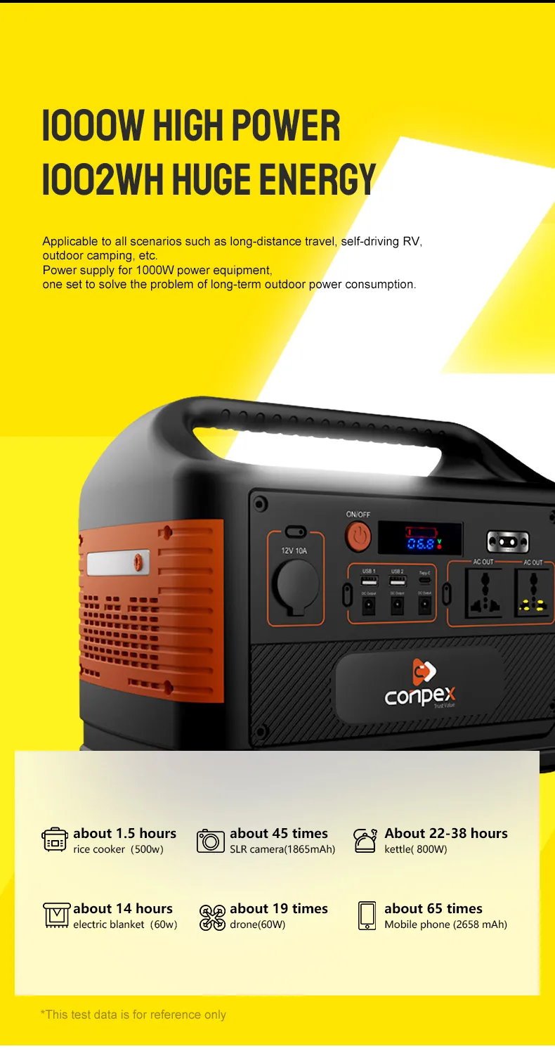 Conpex Battery Pack Solar Generator 1000w 264000mah Ac Dc Portable ...