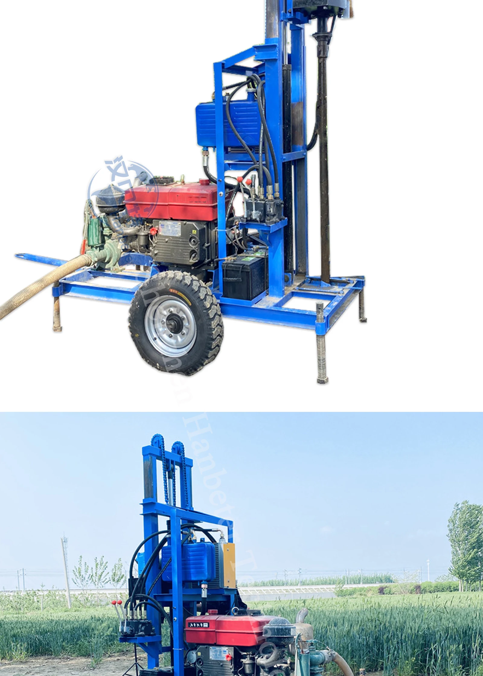 150m 22hp Water Borehole Drilling Rig Hydraulic Boring Machine - Buy ...