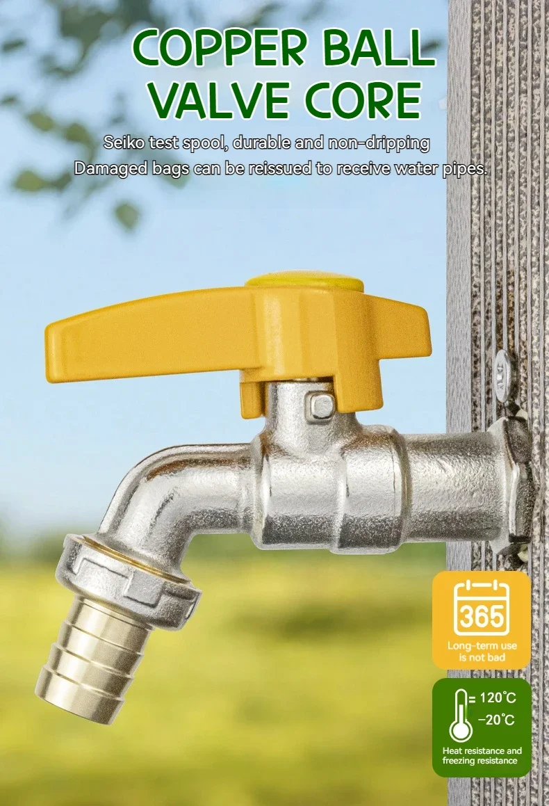 TMOK RTS Durable 1/2" 16 Bar Garden Outlet Valve Brass Water Faucet Bib ...