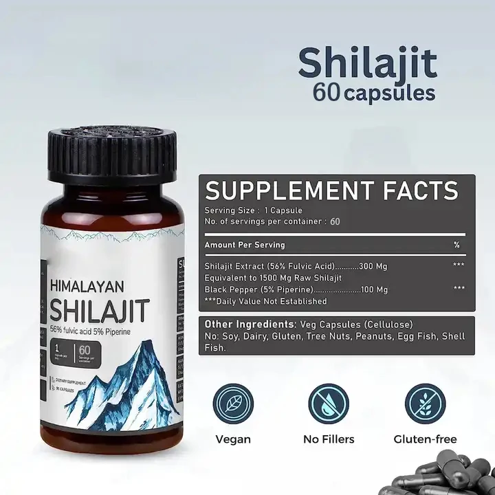 Oem Shilajit Capsule Himalayan Shilajit Resin 85 Minerals Brain Support Enhance Male Strength ...