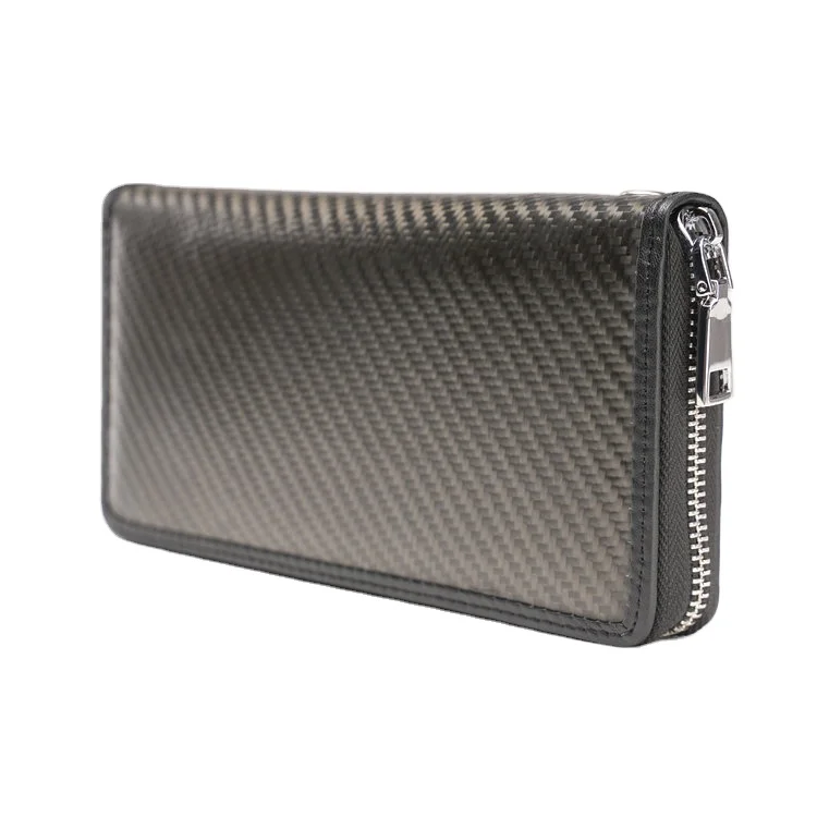 New Design Carbon Fiber Armaid Fiber Long Wallet For Men With Zipper ...