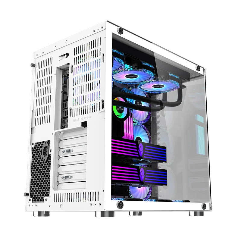 SNOWMAN Gaming PC Case - Mid Tower ATX with Tempered Glass