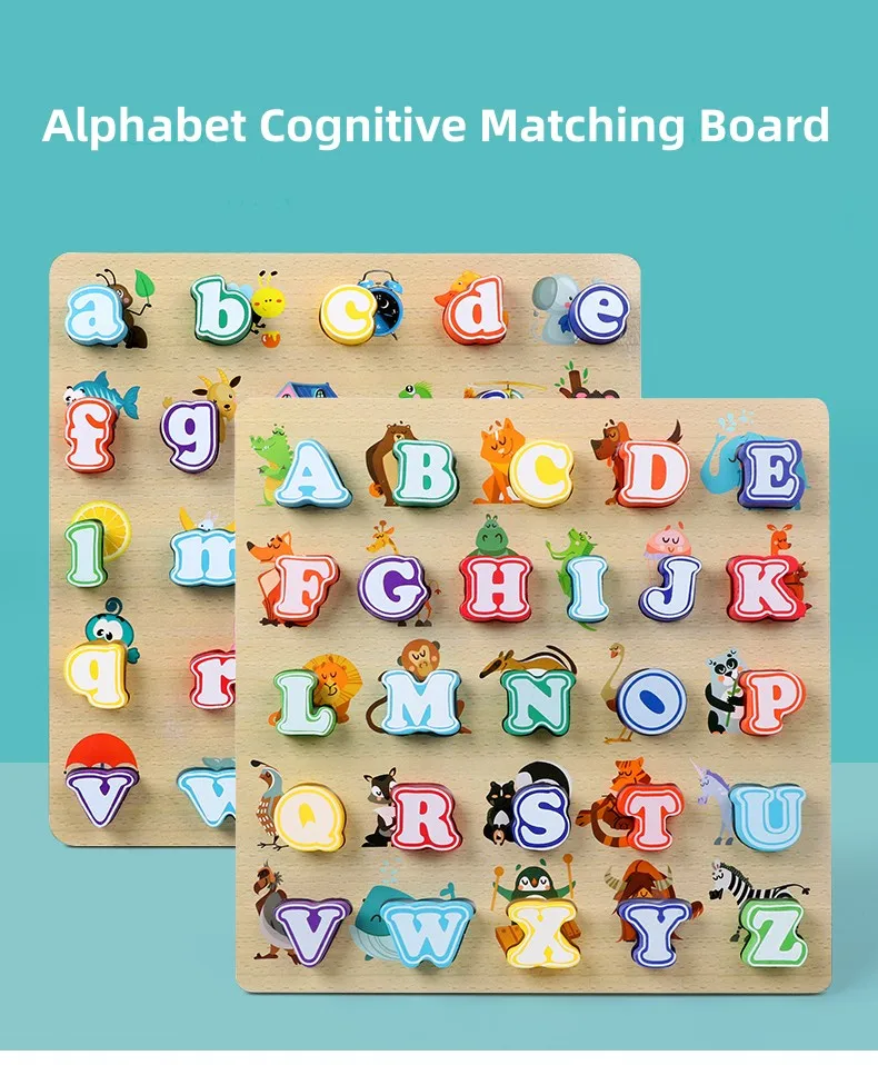 Wooden Alphabet Puzzle Board Letter Number Learn Abc Children Early ...