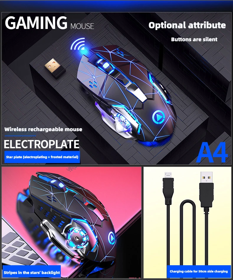 Luminescent Mouse 2020 Personalized Logo Ergonomic Rechargeable ...